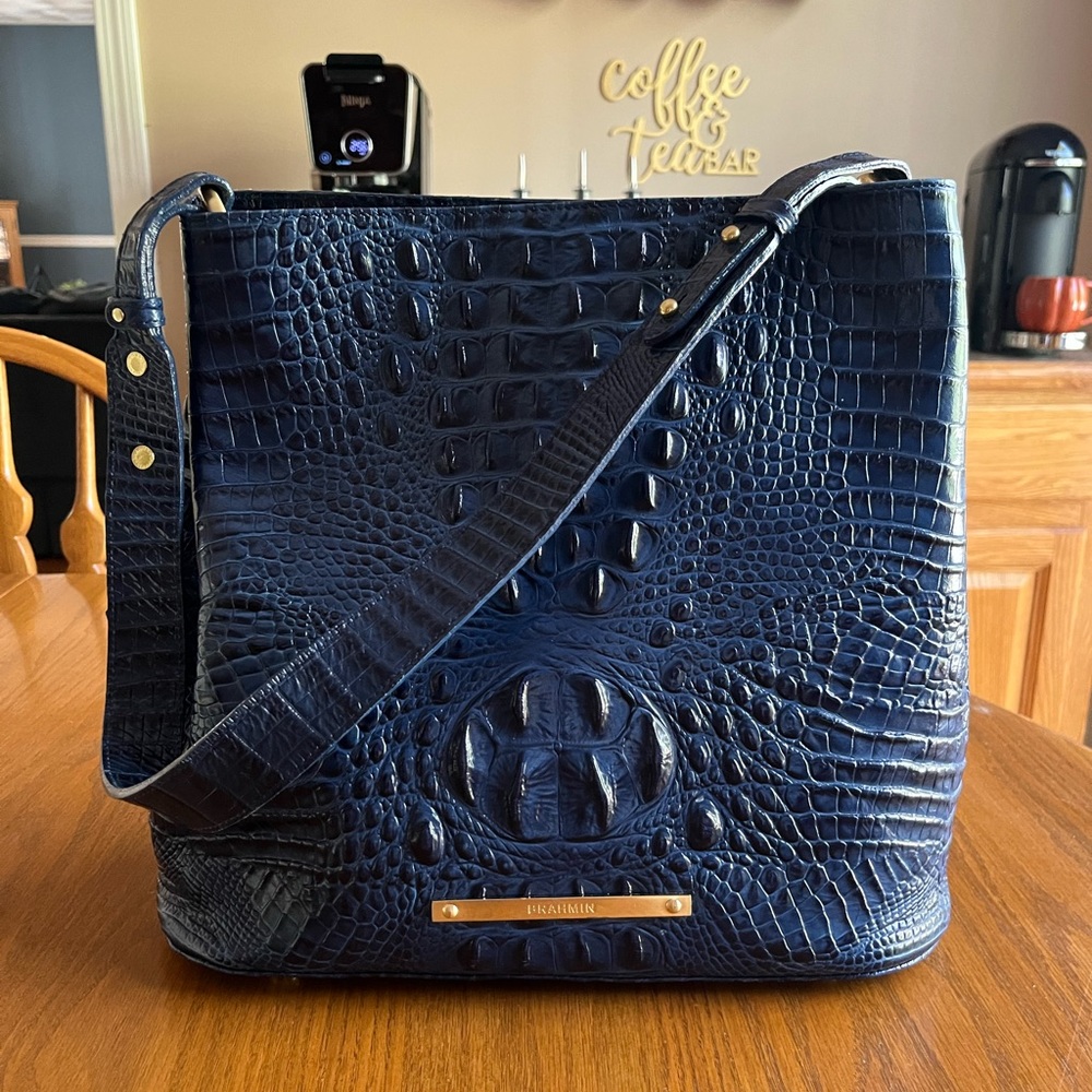 Brahmin Blue Large Amelia Bucket Bag - Gem